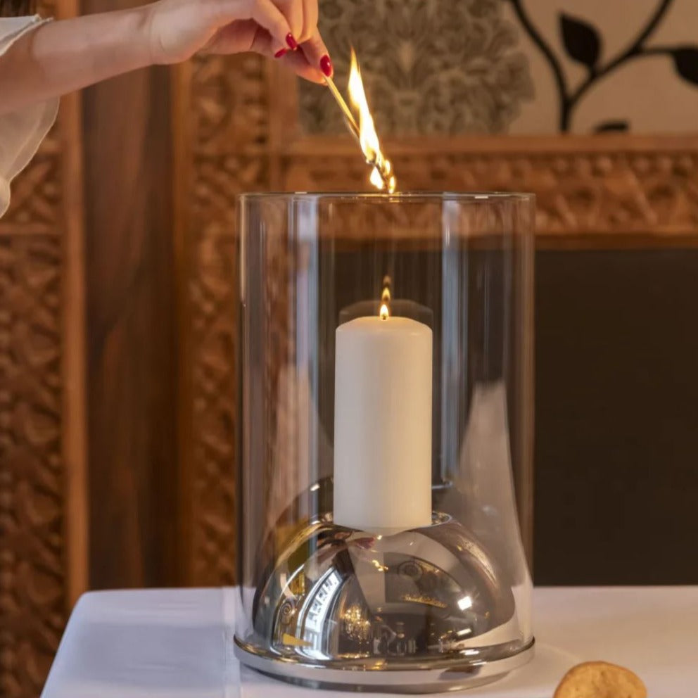 Christofle Large Stainless Steel Hurricane Candle Holder – Maison & Tavola
